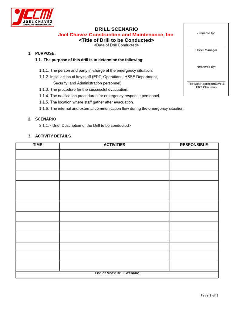 EPR Attachment 1 - Drill Scenario | PDF