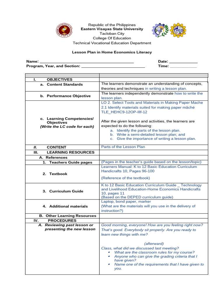 Lesson Plan Format | PDF