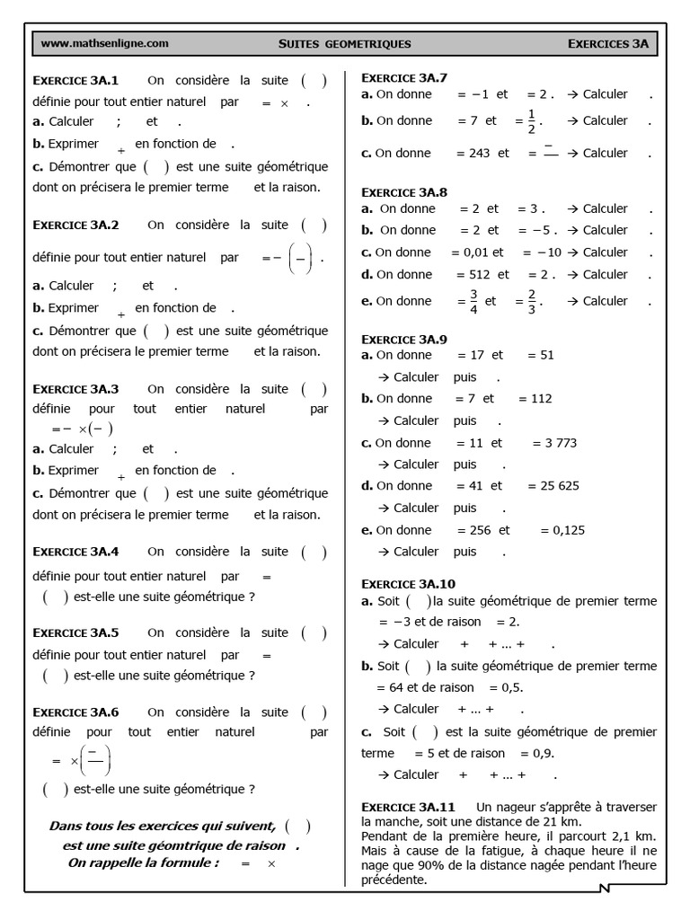 Ex 3A - Suites Géométriques - CORRIGE | PDF