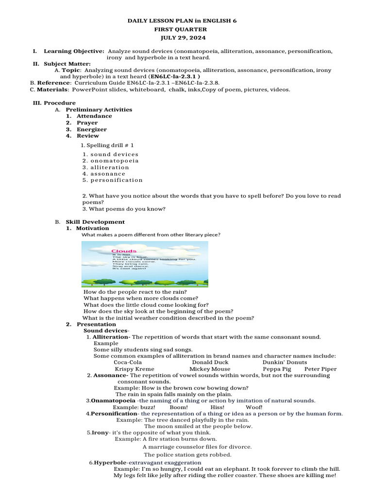 DLP English 6 W1 Q1 | PDF