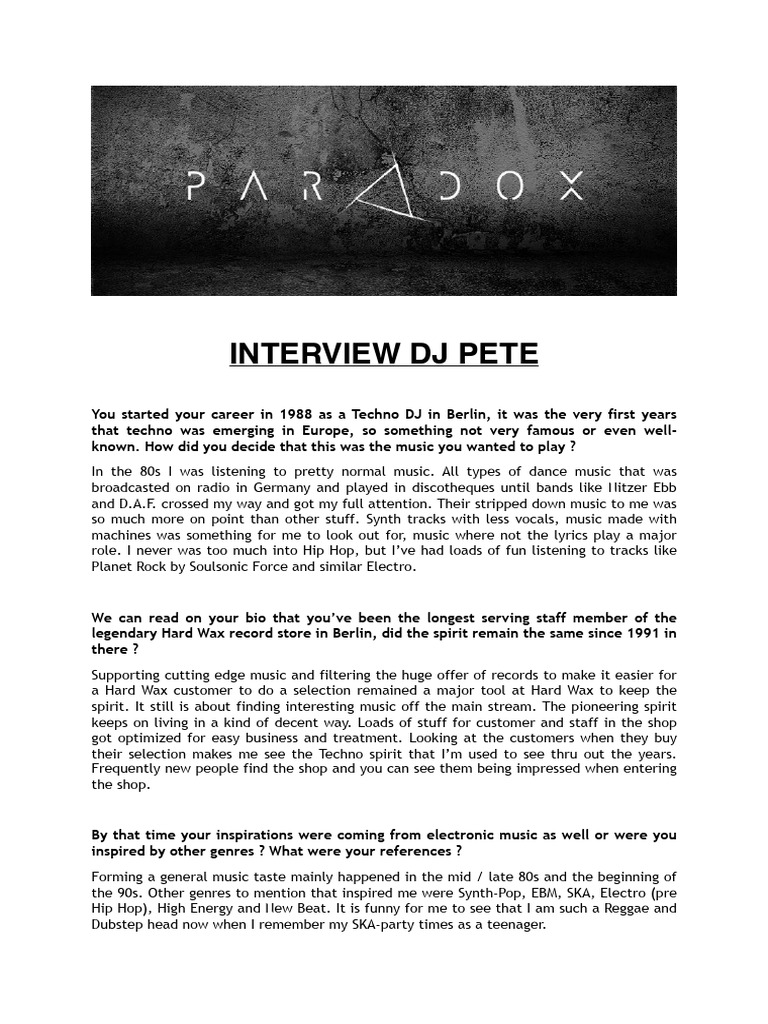 Interview DJ PETE Paradox | PDF