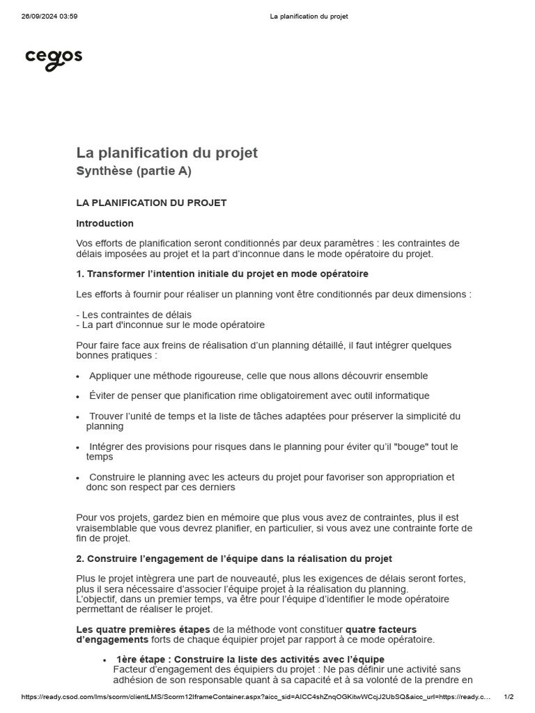 Project Planning. Part A | PDF