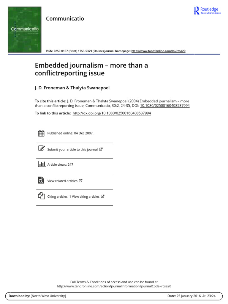 Embedded Journalism More Than A Conflict | PDF