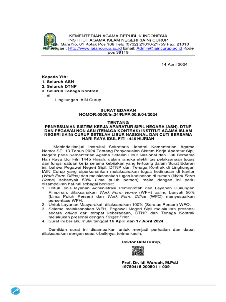 Surat Edaran WFH 2024 | PDF