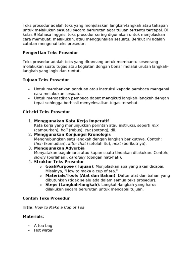 Teks Prosedur Adalah Teks Yang Menjelaskan Langkah | PDF