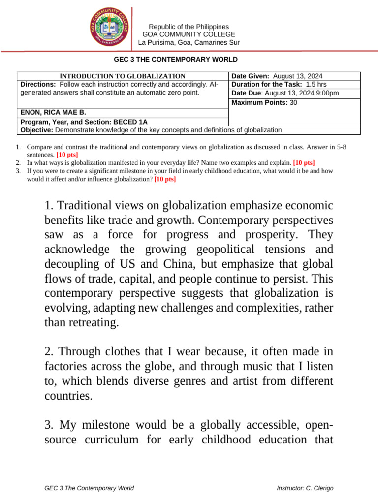 Special Worksheet GEC 3 | PDF