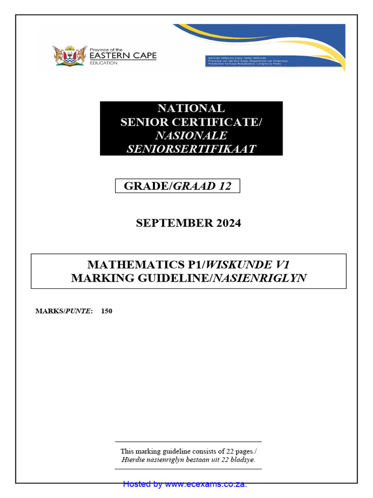 Ec Maths p1 GR - 12 Memo Sept 2024 | PDF