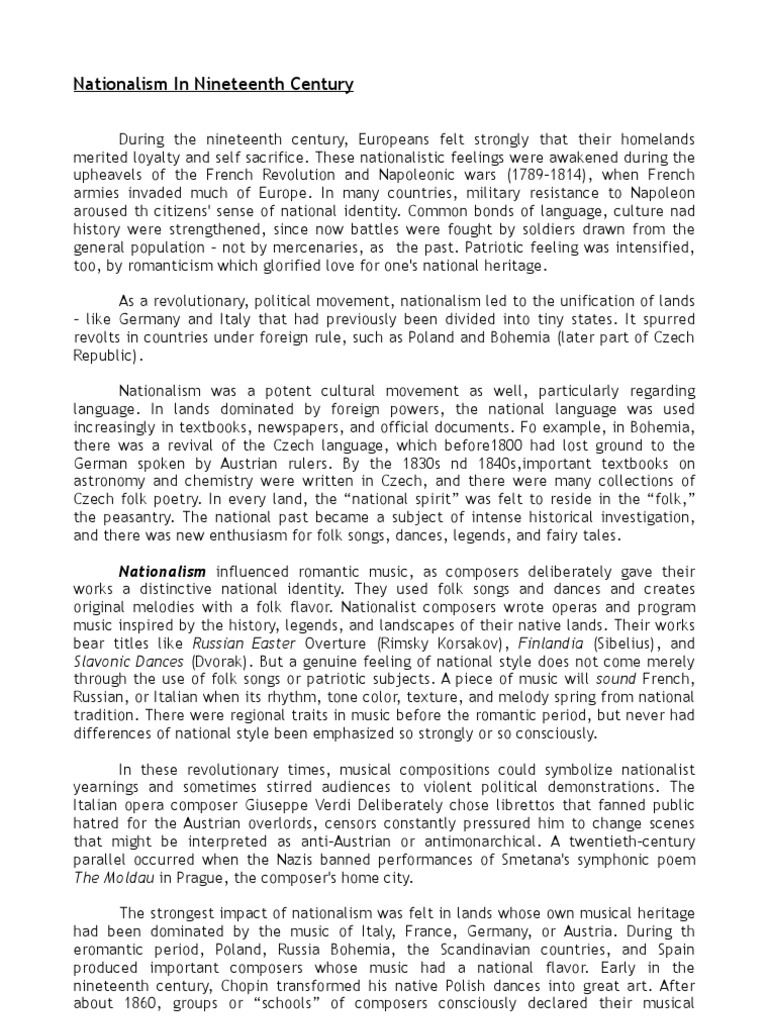 Nationalism in Nineteenth Century | PDF | Nationalism | Folk Music