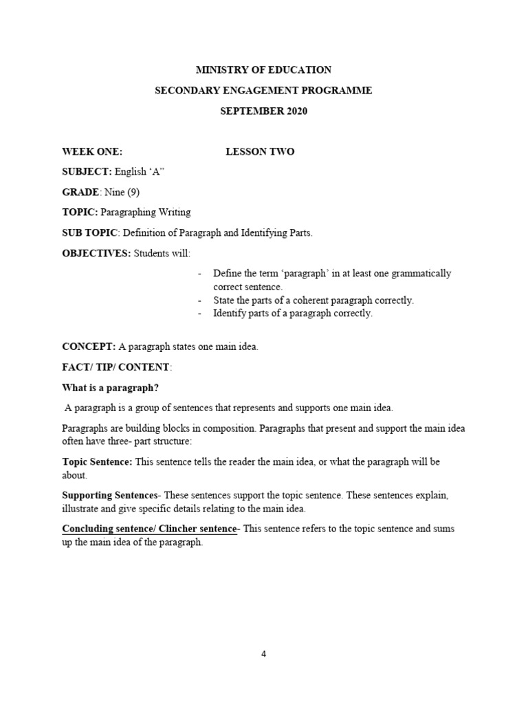 Grade 9 English Language Week 1 Lesson 2 | PDF