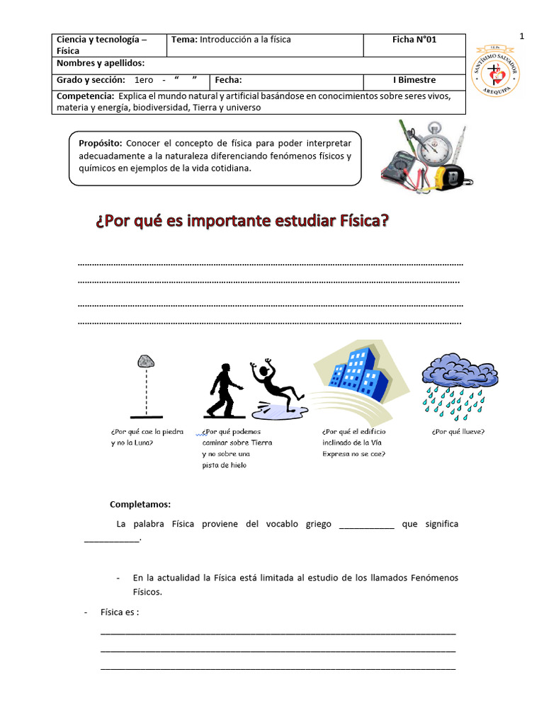 FICHA N1 Fisica 1ero | PDF