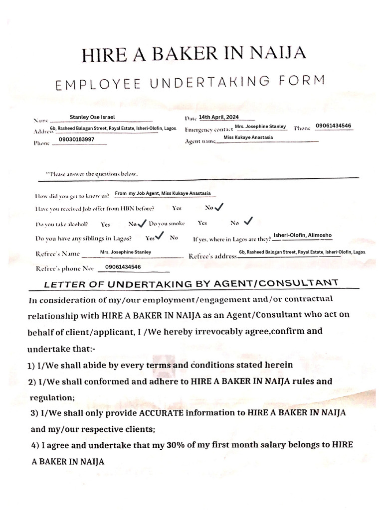 Undertaking Form | PDF