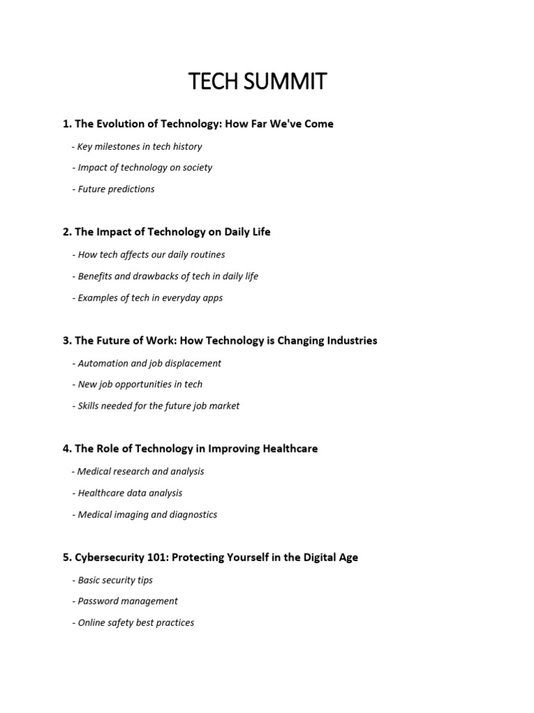Tech Summit Topic | PDF