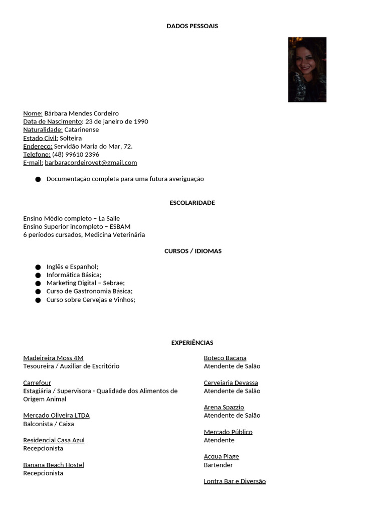 Curriculum Vitae Barbara | PDF