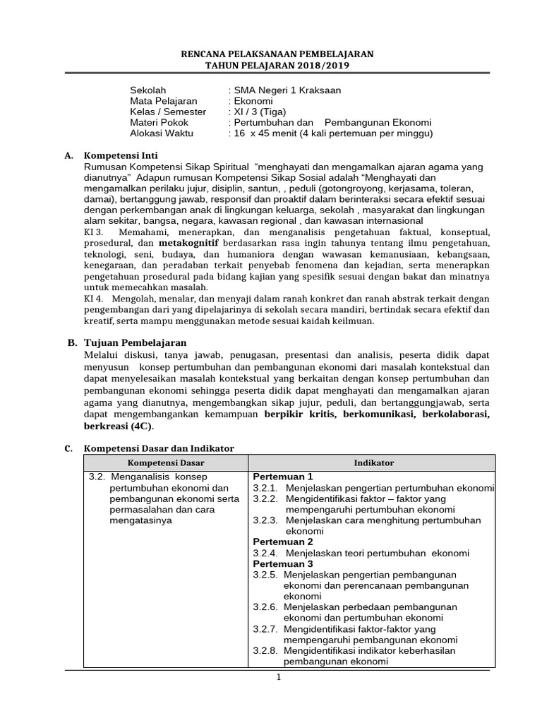 2 RPP 3 2 Pembangunan Pertumbuhan Ekonomi | PDF