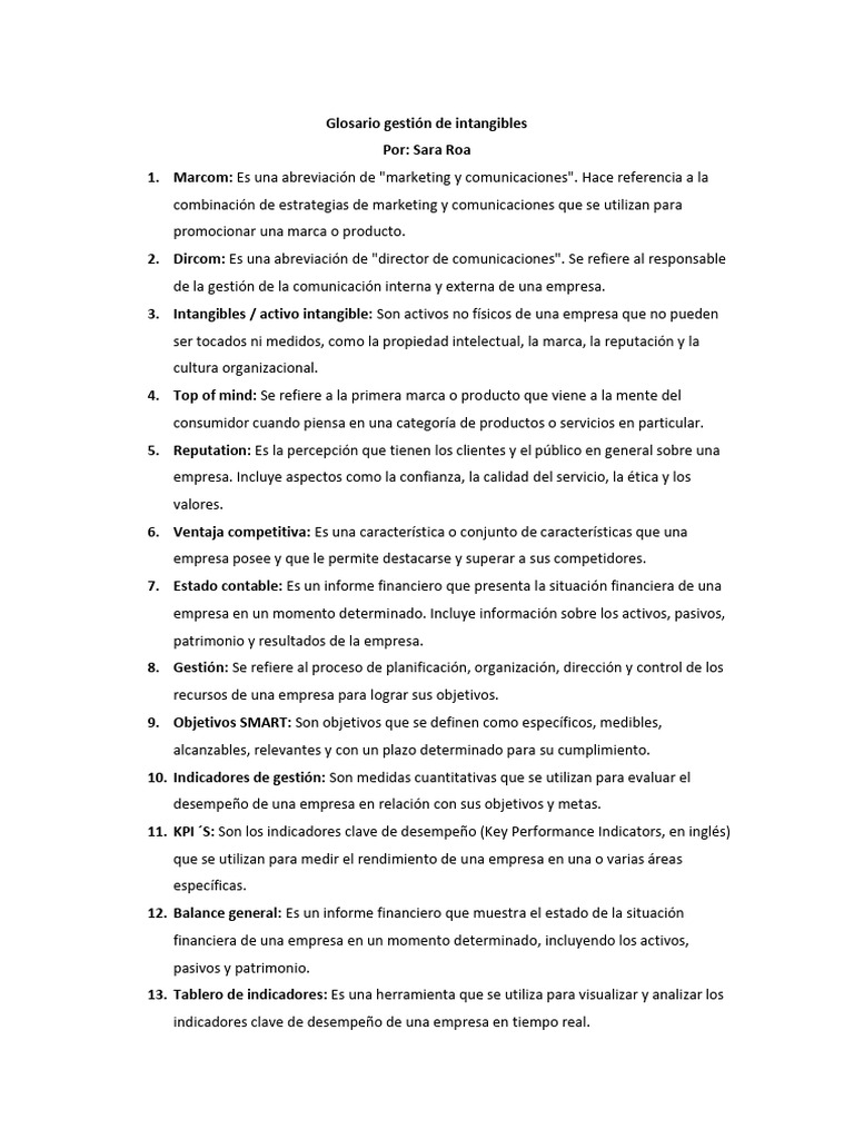 Glosario MARCOM (Sara Roa) | PDF