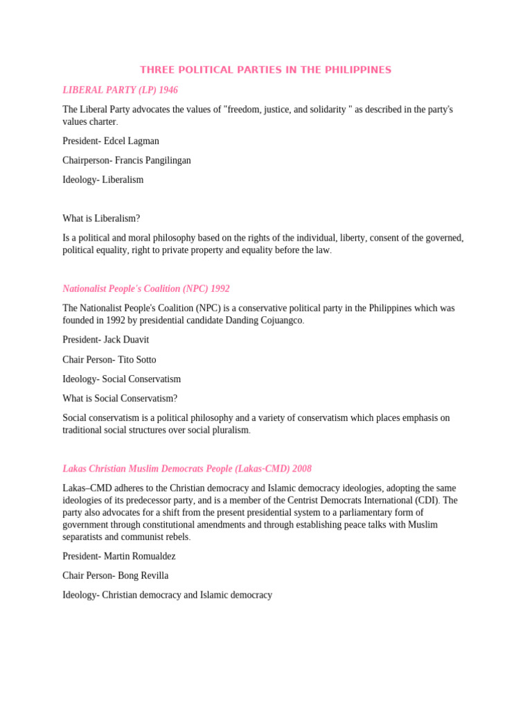 Three Political Parties in The Philippines | PDF