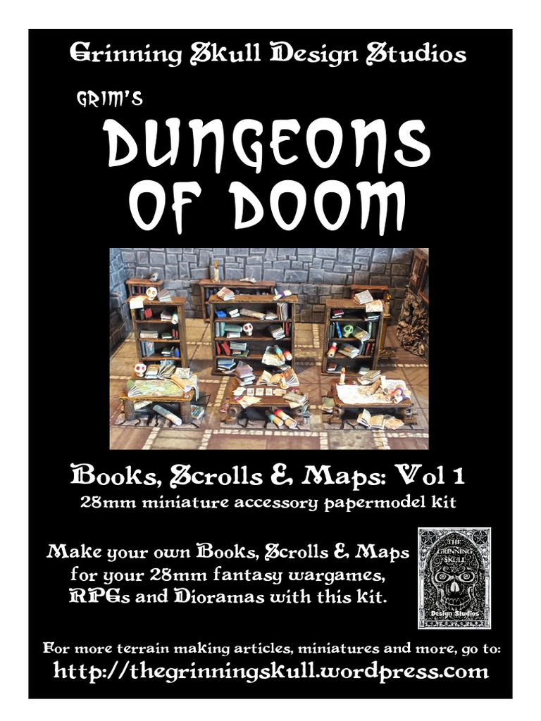 Grim's Dungeons of Doom 28mm Books Scrolls & Maps Vol 1 | PDF | Books