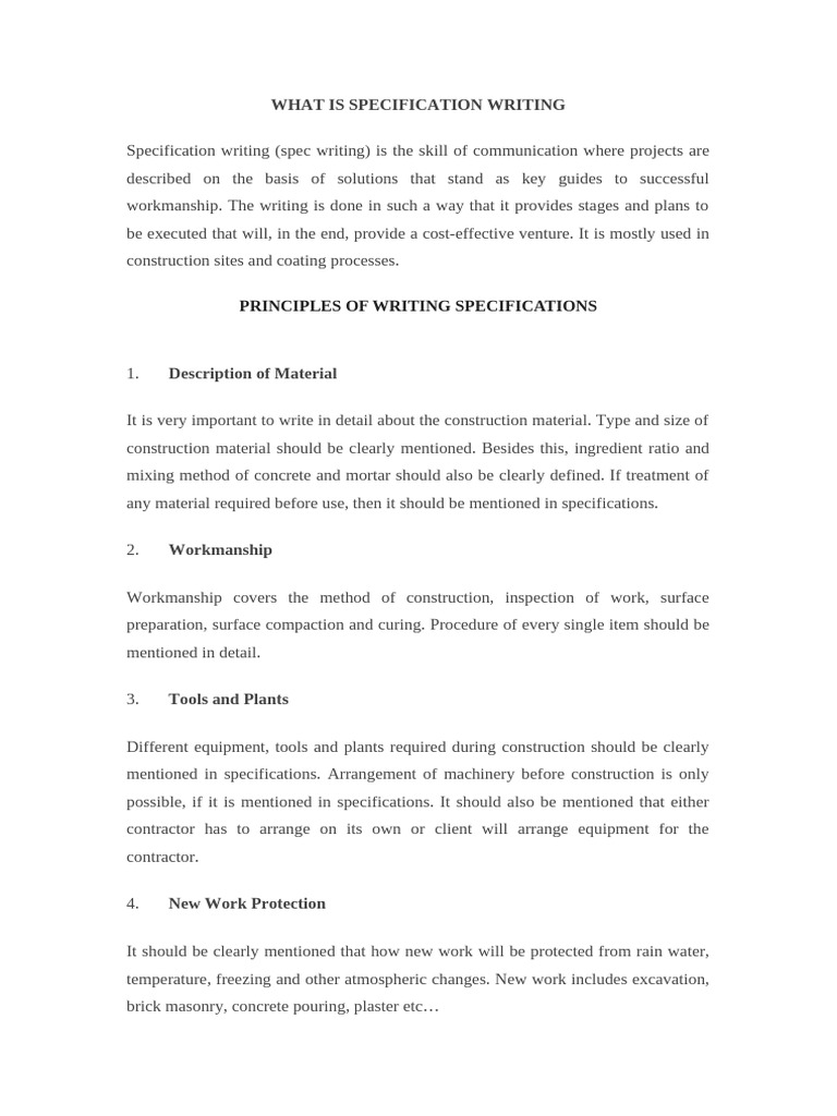 What Is Specification Writing | PDF