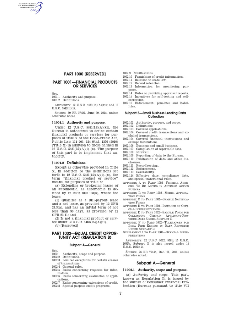 CFR 2024 Title12 Vol8 Part1002 | PDF