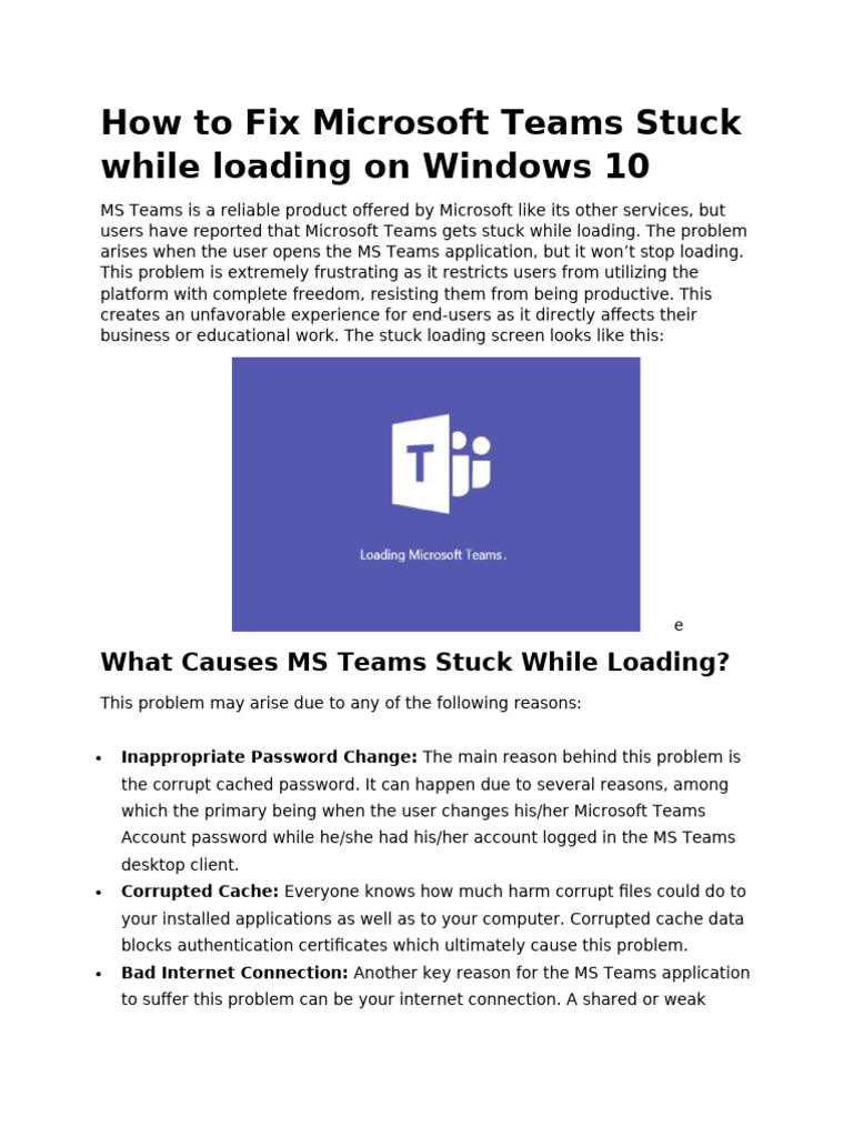Microsoft Teams Stuck at Loading On Windows 10 (Edited) | PDF
