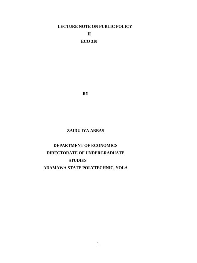 Public Policy II | PDF