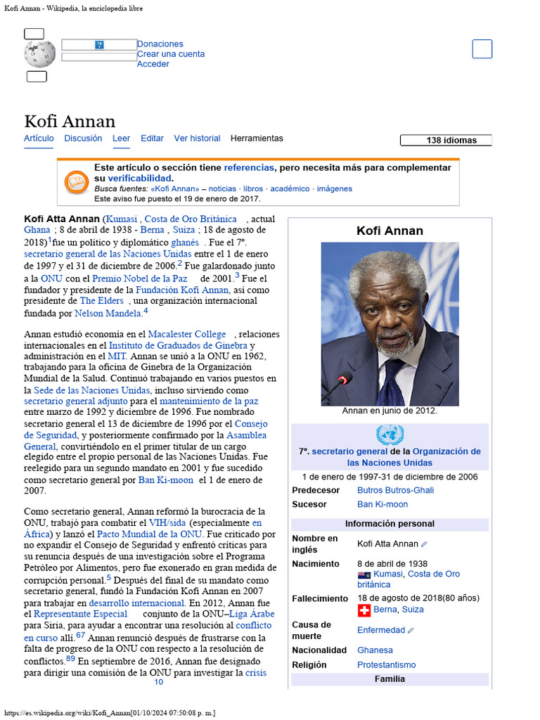 Kofi Annan Biografia | PDF