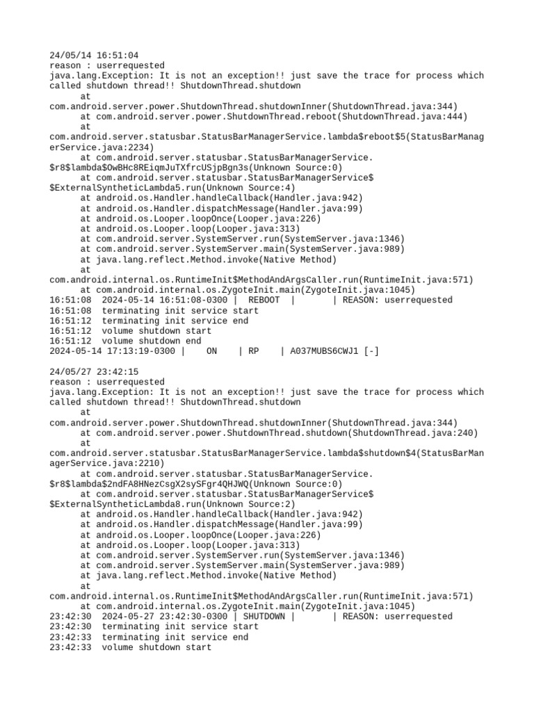 Power Off Reset Reason | PDF