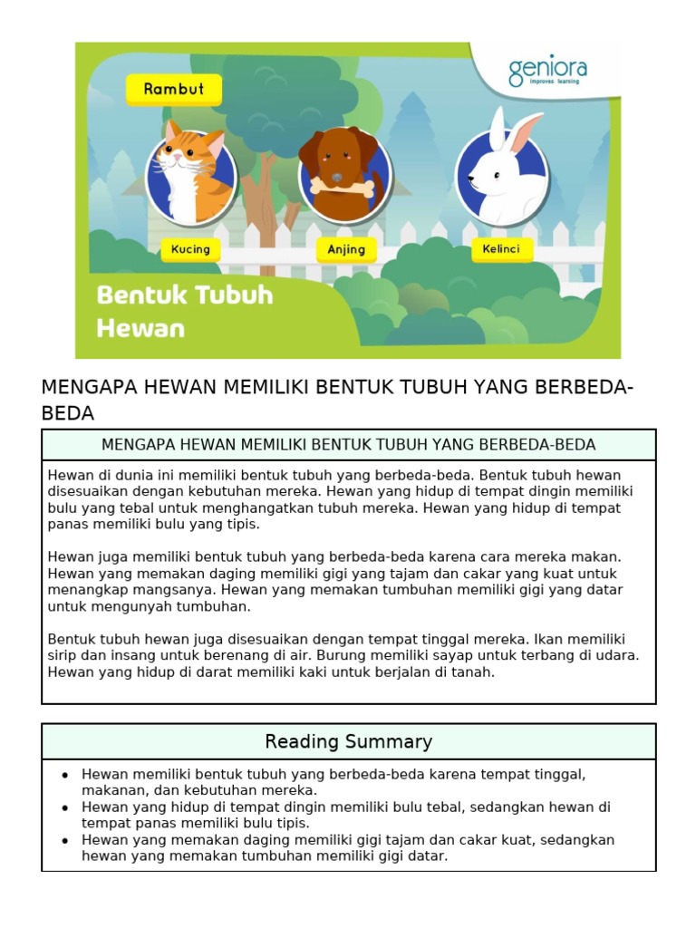 MENGAPA HEWAN MEMILIKI BENTUK TUBUH YANG BERBEDA-BEDA - by Diffit ...