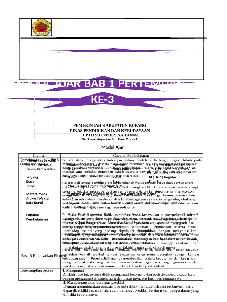 Modul Ajar IPAS Kelas 3 | PDF