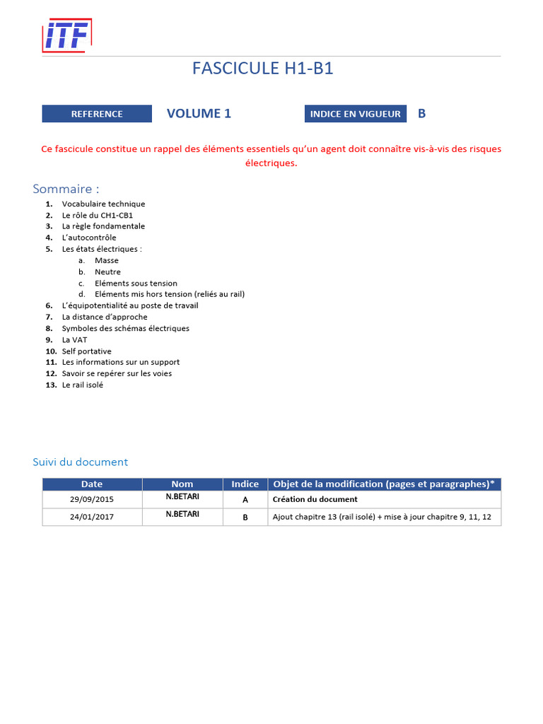 4) Fascicule H1B1 Ind B - Copie | PDF