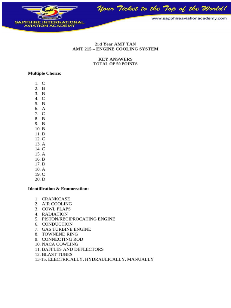 Amtp 215 - Key Answers Exam | PDF