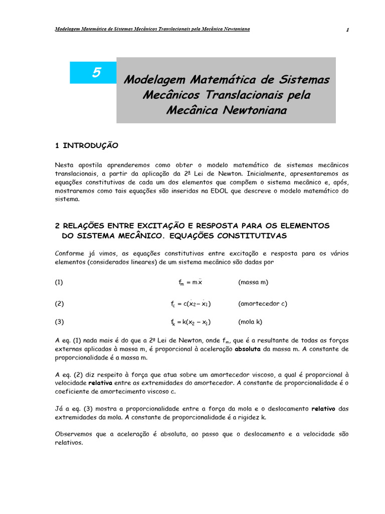 05 Mod Mat Sist Mec Transl Newton | PDF