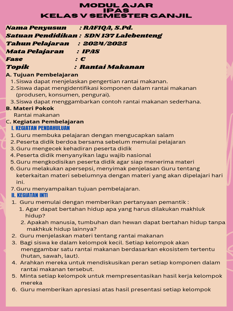 Modul Ajar Observasi Kelas 5 Ganjil 20242025 | PDF