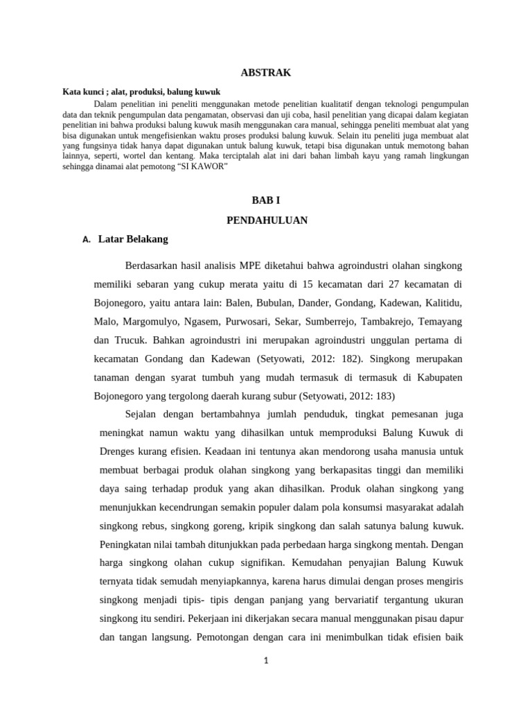 Alat Pemotong Efisien "SI KAWOR" | PDF