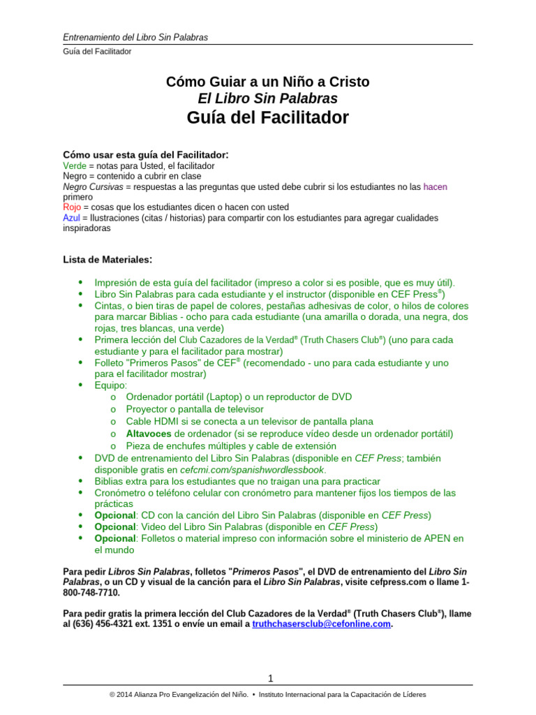 Latin America Spanish Wordless Book Training Facilitators Guide | PDF