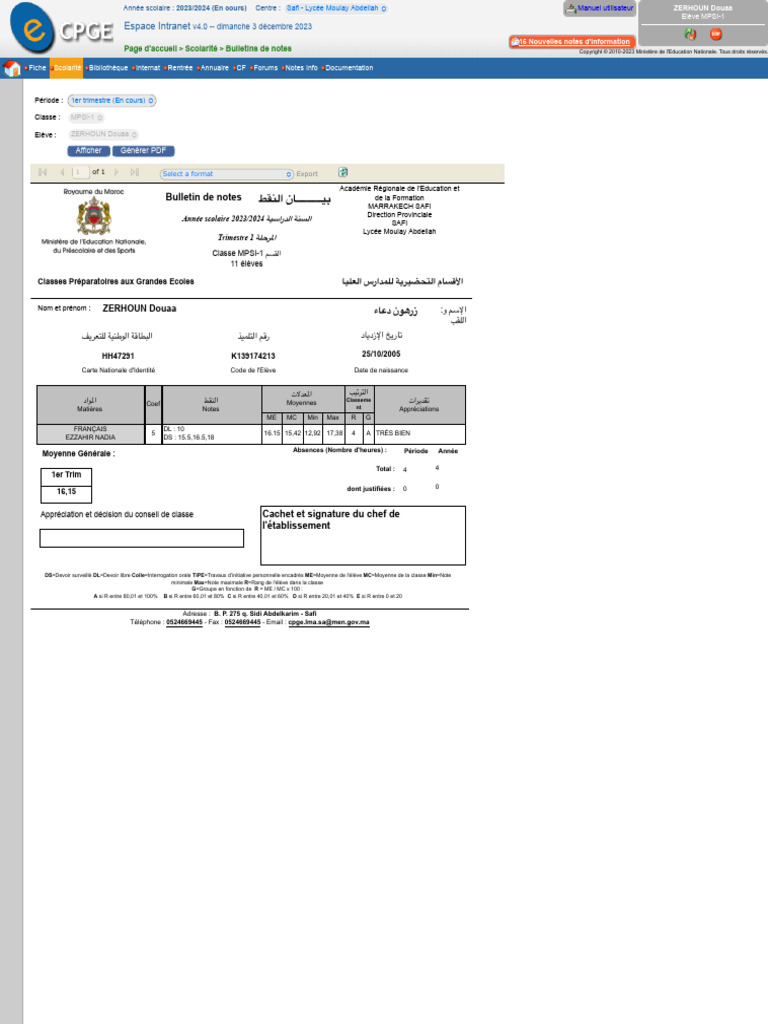 Bulletins de Notes | PDF