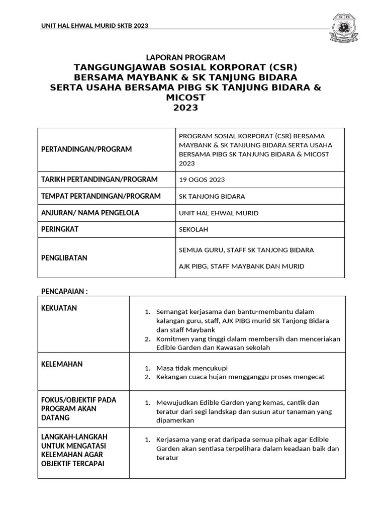 Laporan CSR 2023 | PDF