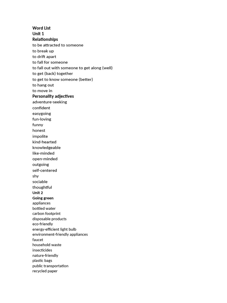 Word List Level 8-1 | PDF