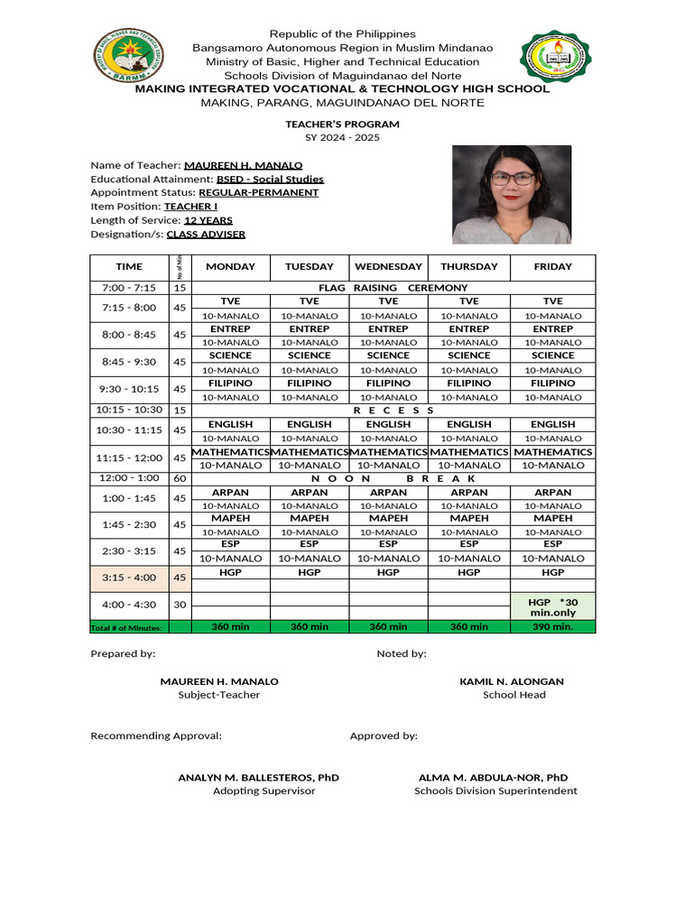 Class Porgram Template | PDF