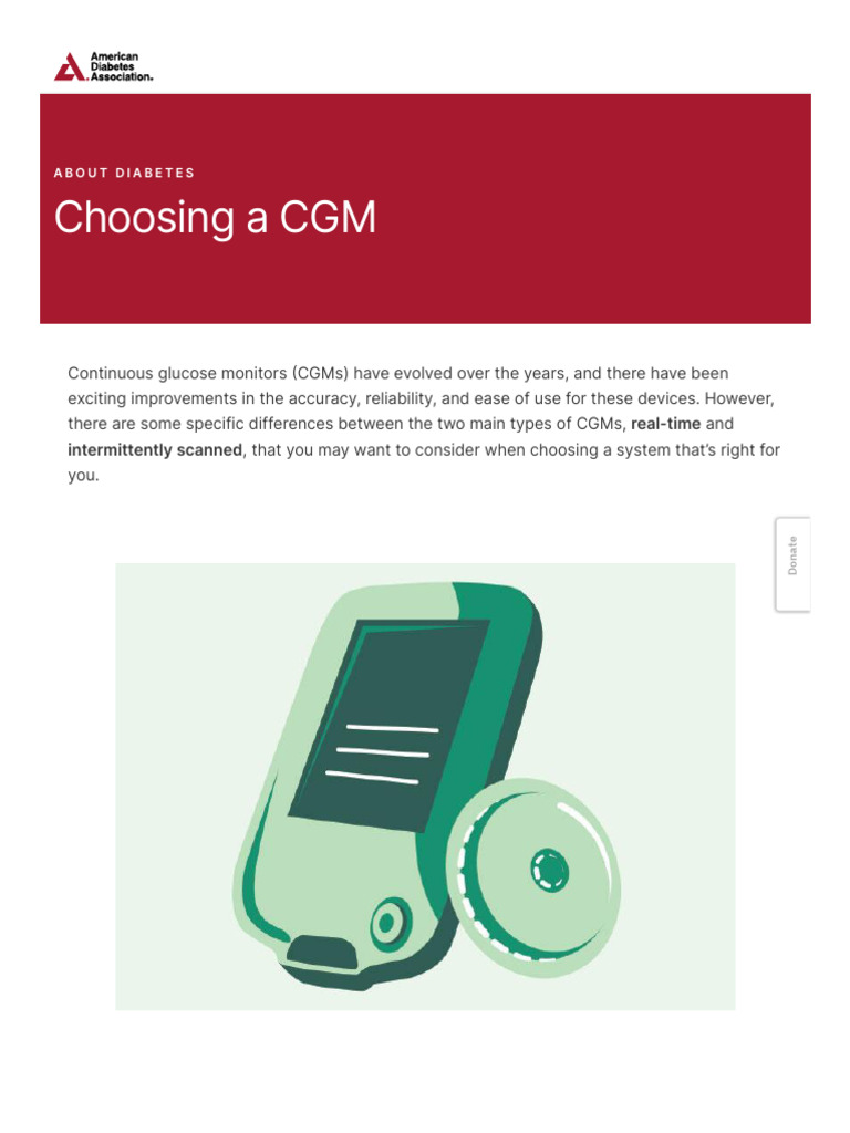 Choosing A CGM - Glucose Monitor - ADA | PDF