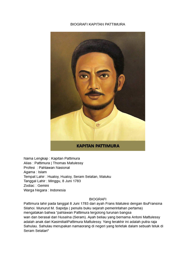 Biografi Kapitan Pattimura | PDF