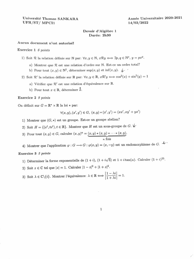 Anciens Devoir S1 2021 | PDF