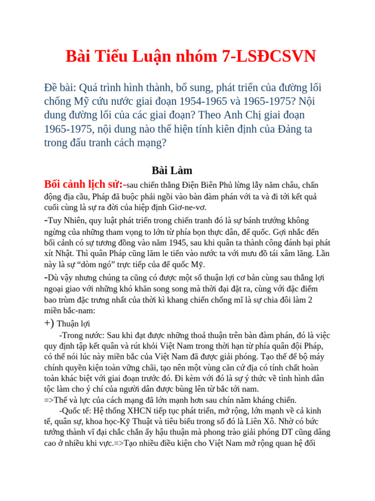 Tiểu Luận LSDCSVN | PDF