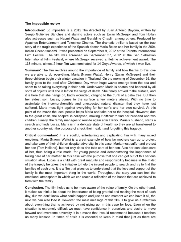 The Impossible Review | PDF