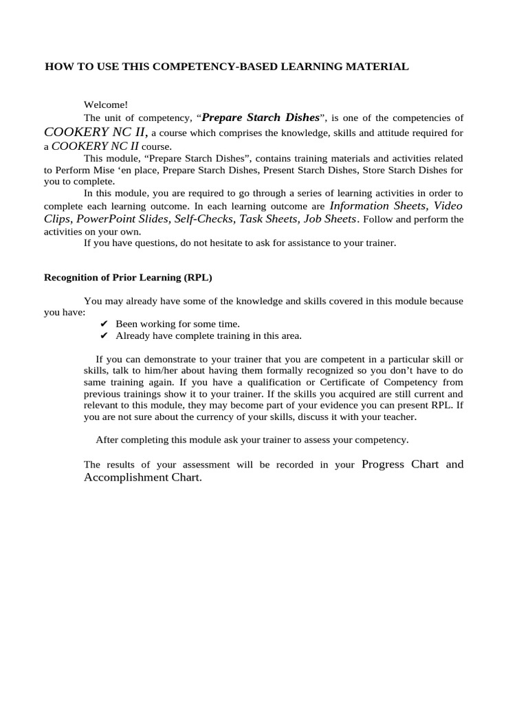 Competency Based Learning Material - LIFF | PDF | Pasta | Cooking, Food & Wine