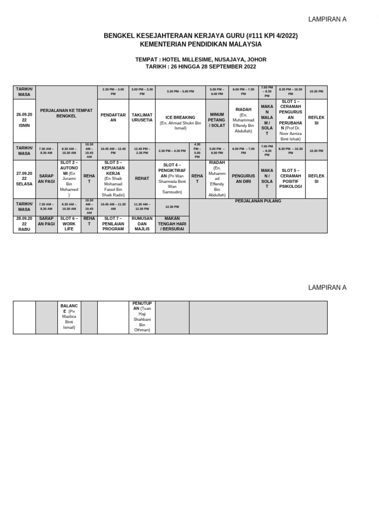 Jadual Tentatif Program Rintis Baharu | PDF