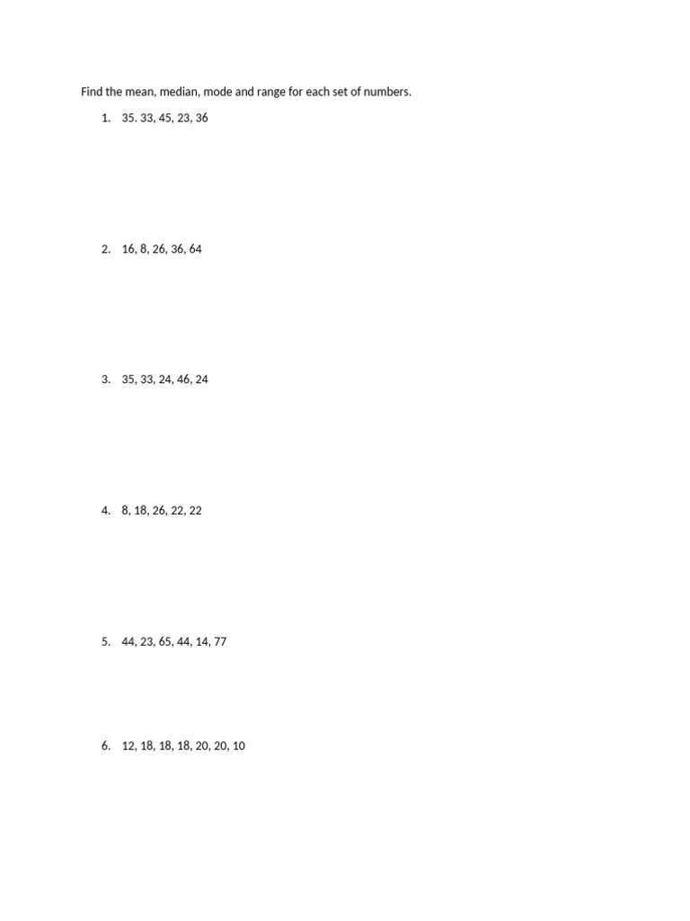 Mean, Median, Range | PDF