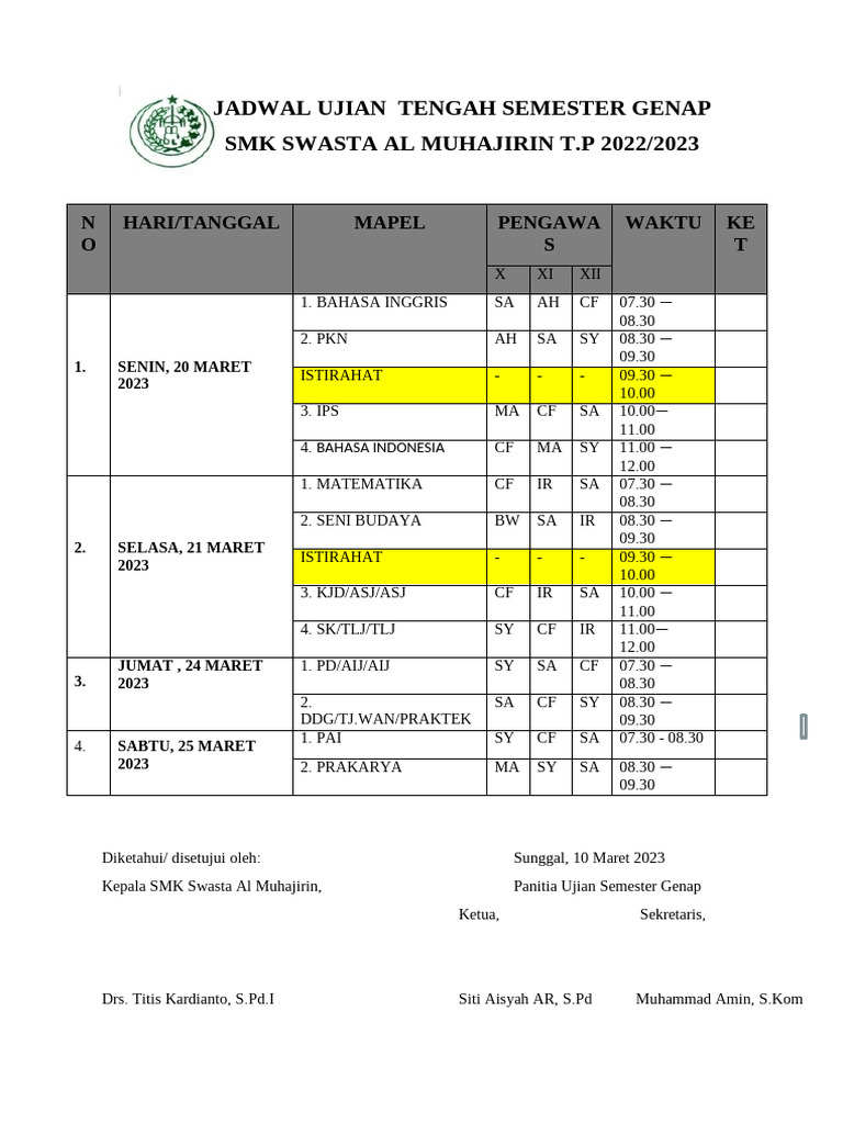 Jadwal Uts Genap 2022-2023-1 | PDF