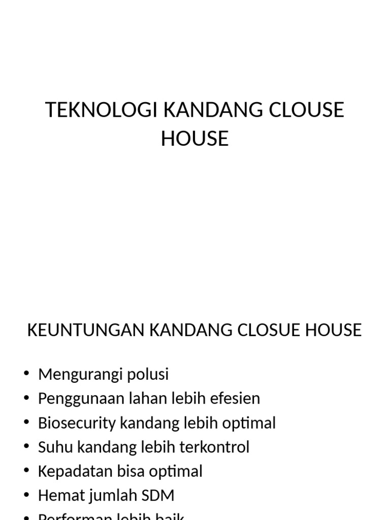 Teknologi Kandang Clouse House | PDF