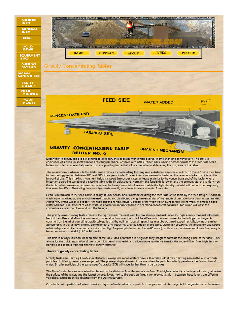 Gravity Concentrating Tables | PDF